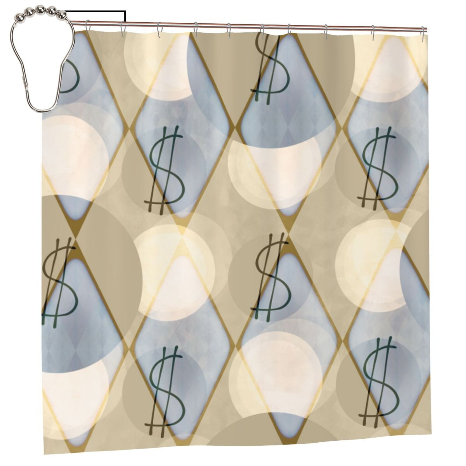 Polyester Fiber Shower Curtain, Money Symbol Graffiti Shower Curtain ...