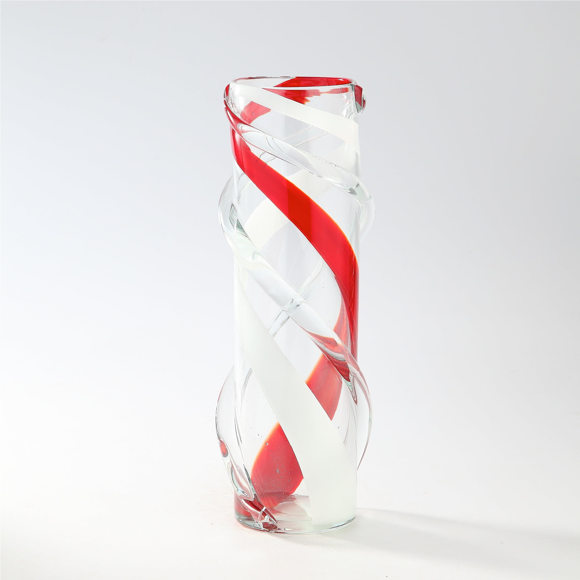 15” Clear and Red Spiral Design Cylindrical Glass Vase - Walmart.com ...