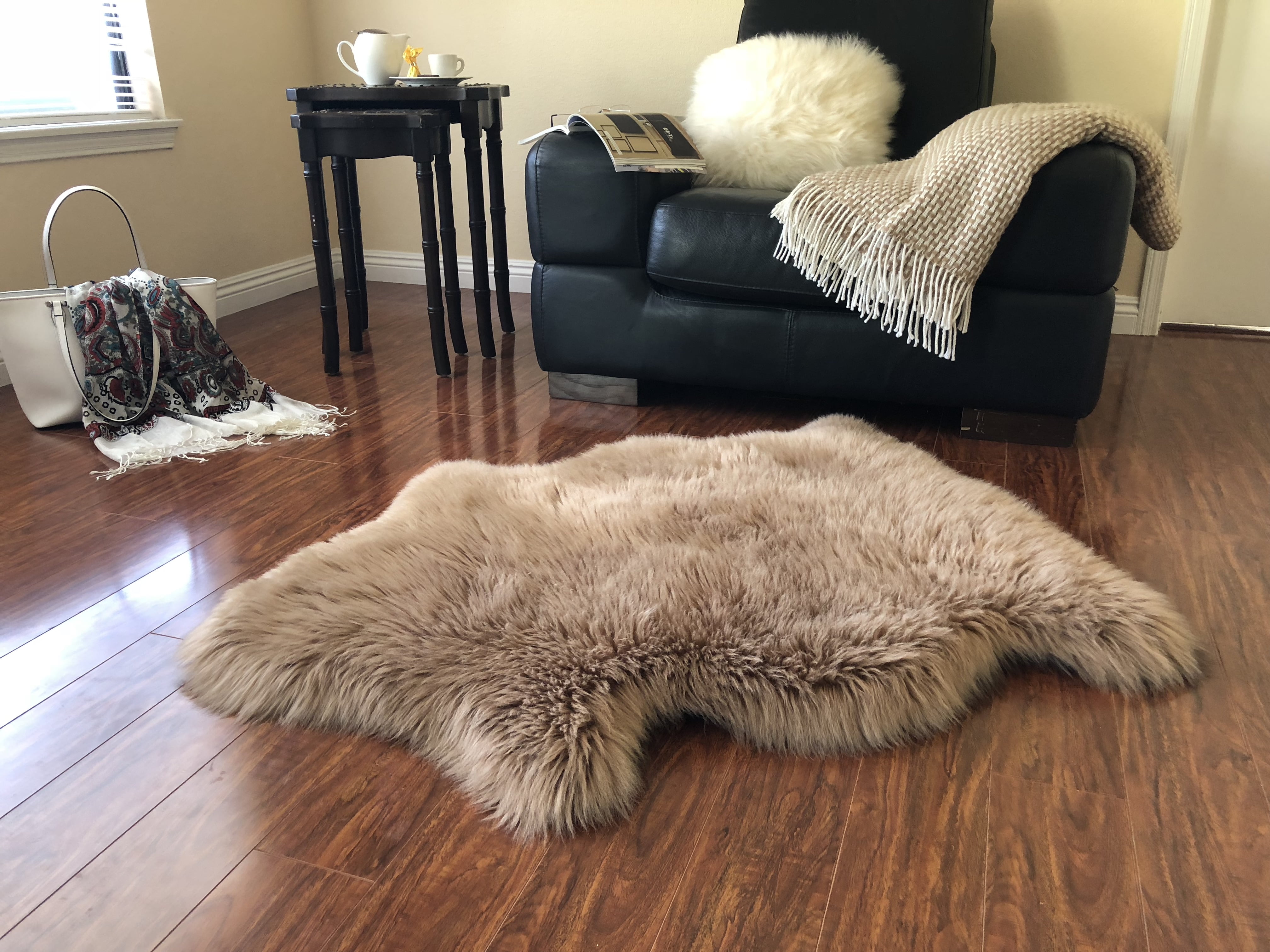 Soho Luxurious Faux Sheepskin Pelt Camel Shag Area Rug or Runner ...