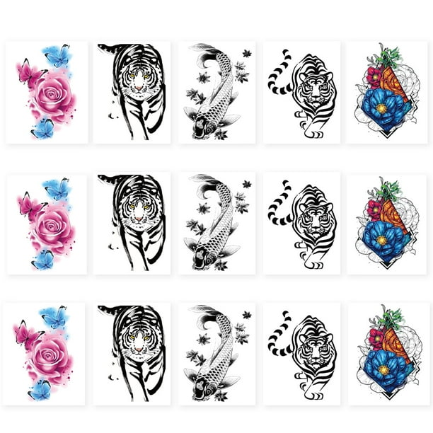15 Sheets Arm Temporary Tattoos For Women Men Fake Temporary Tattoo ...