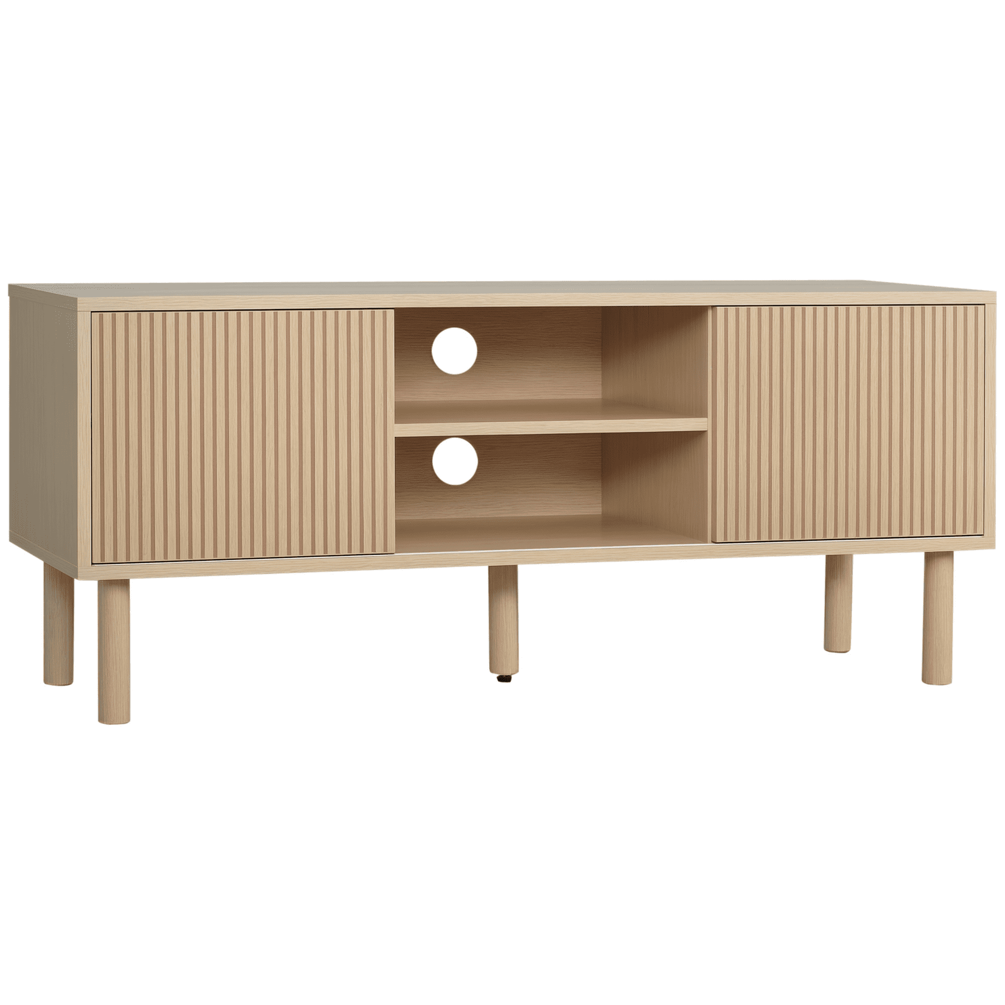 Homcom Tv Unit Cabinet For Tvs Up To 50 Inches Tv Stand With Sliding Doors Natural 45.3 W X 15.7 D X 19.3 H