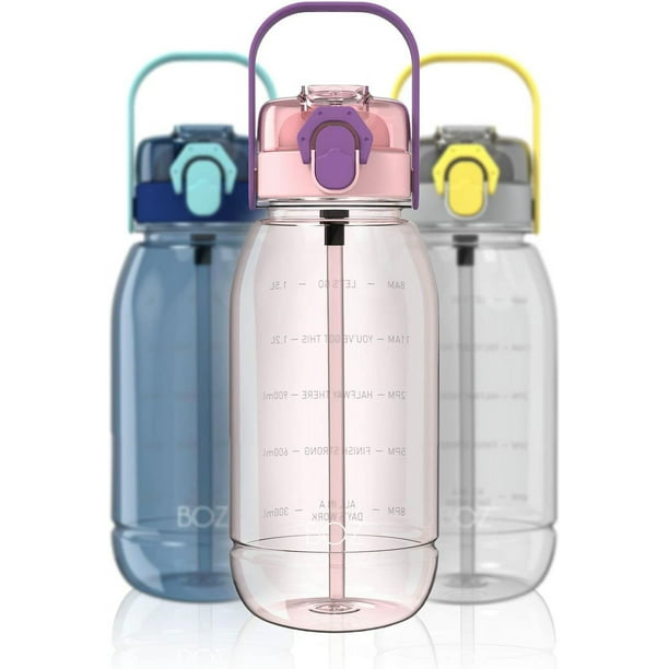 BOZ Extra Large Water Bottle with Straw and Dual Lid, 1.8 L / 60 oz BPA ...