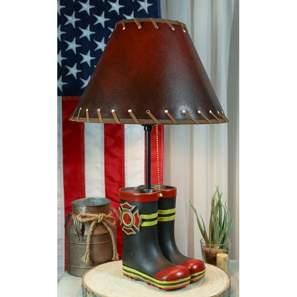 American Hero Fire Fighters Fireman Boots Desktop Table Lamp With Laced ...