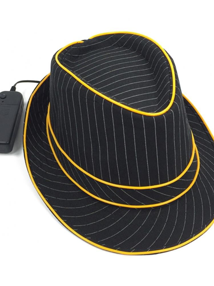 Premium Light Up Hat Uses EL Wire Bright LED Blinking Flashing Jazz Cap ...