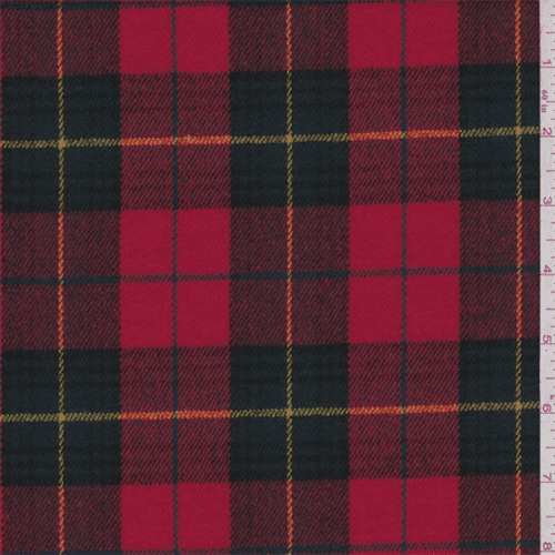 Bright Red Plaid Wool Flannel Suiting, Fabric By the Yard - Walmart.com ...