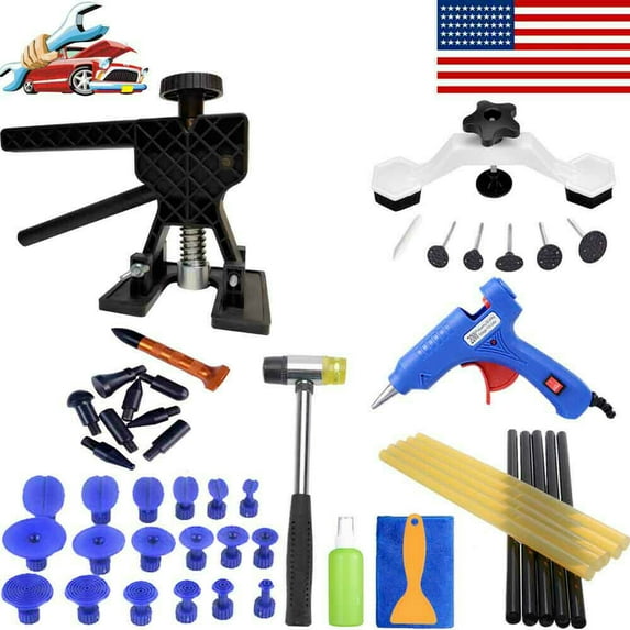 Paintless Dent Repair Kit Dent Bridge Puller Glue Gun Rubber Hammer ...