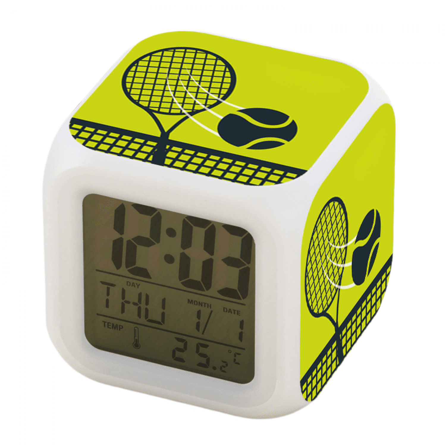 JUSTUP Tennis Alarm Clock for Kids Room, LED Digital Bedroom Alarm ...