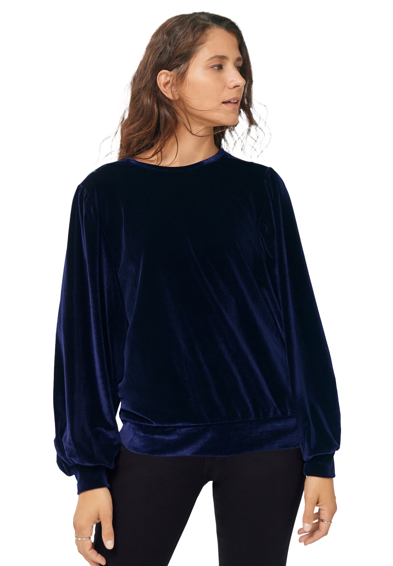 Ellos Women's Full Sleeve Velour Top - Walmart.com