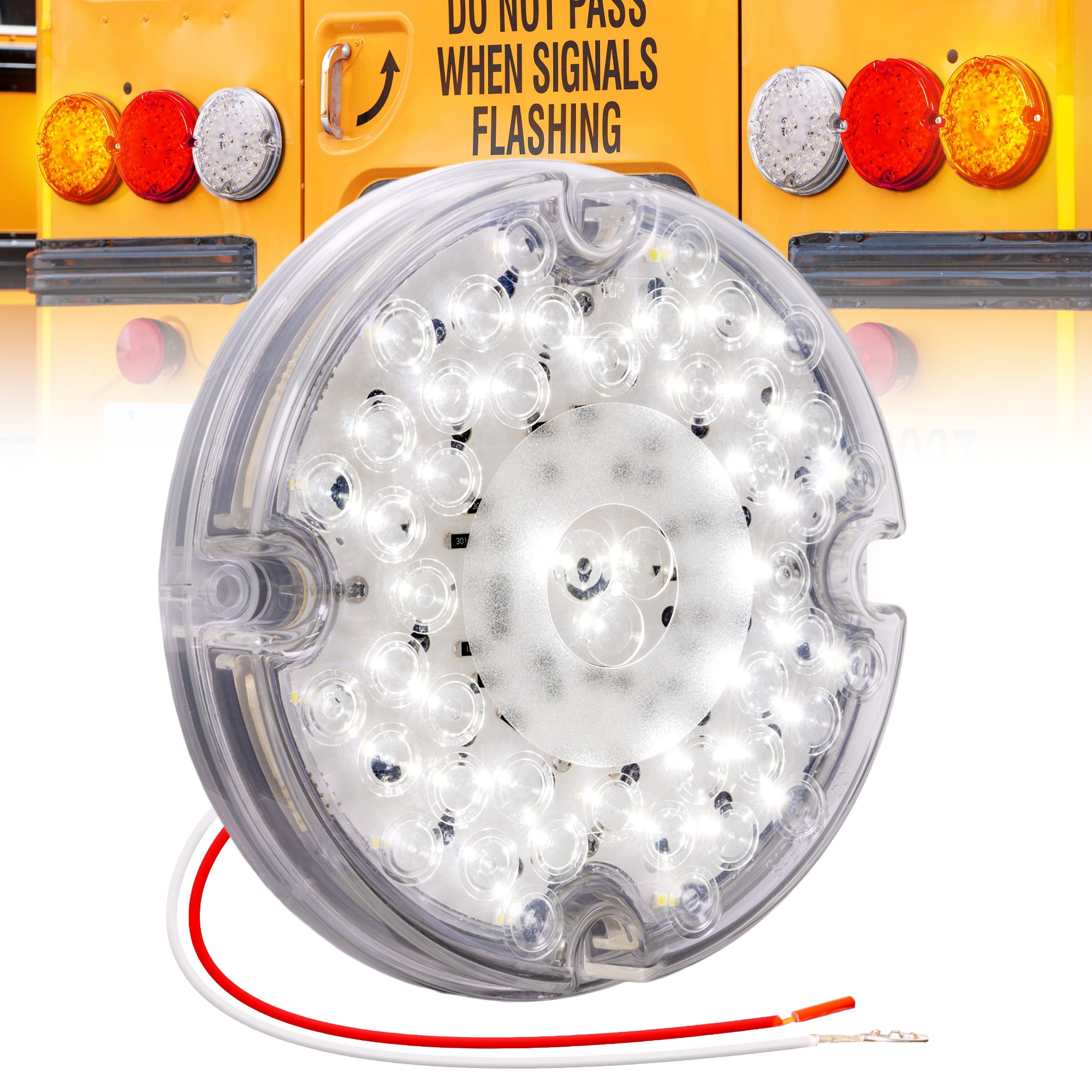 7" Round 47-LED Reverse Tail Light For School Bus Transit Vehicles ...
