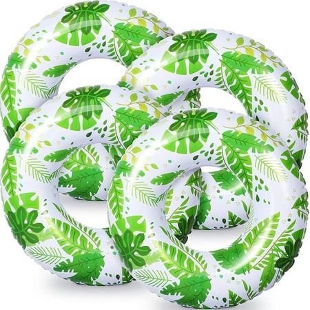 Inflatable Pool Floats 35.4 Inch Swimming Tube Green Palm Leaf Water ...