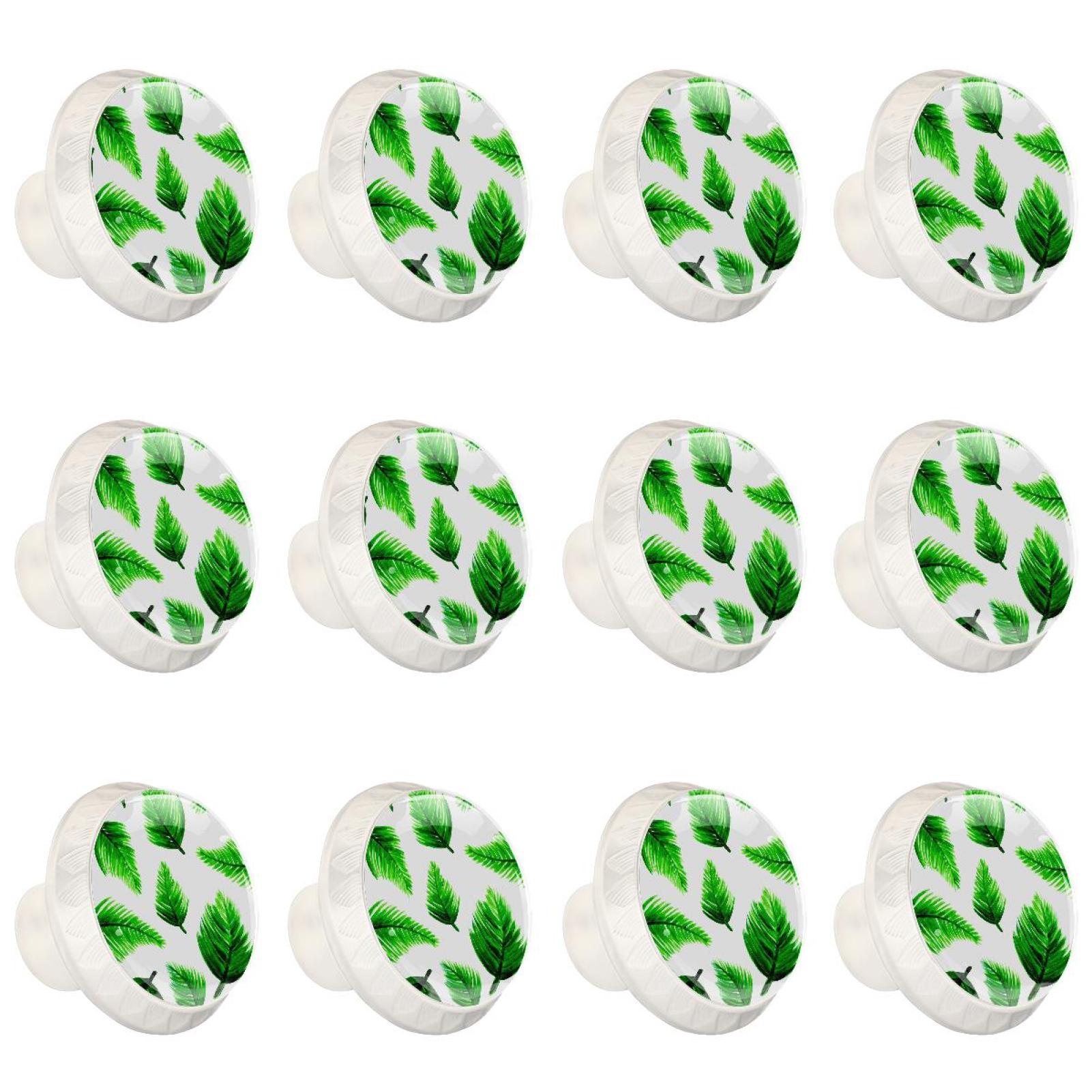 12 Pcs Tropical Green Leaf Knobs for Kitchen Cabinet Cupboard Dresser ...
