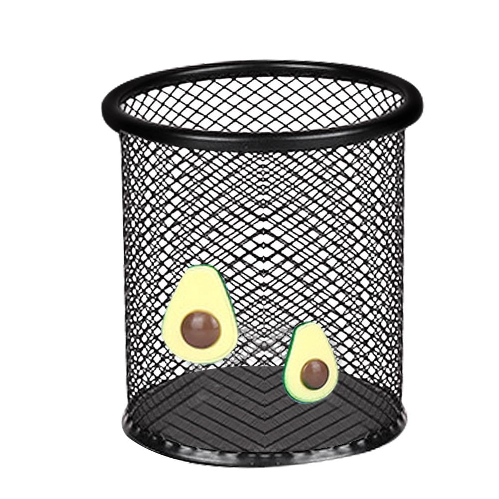 Cartoon Round Pen Holder Avocado Metal Mesh Hollow Pencil Container ...