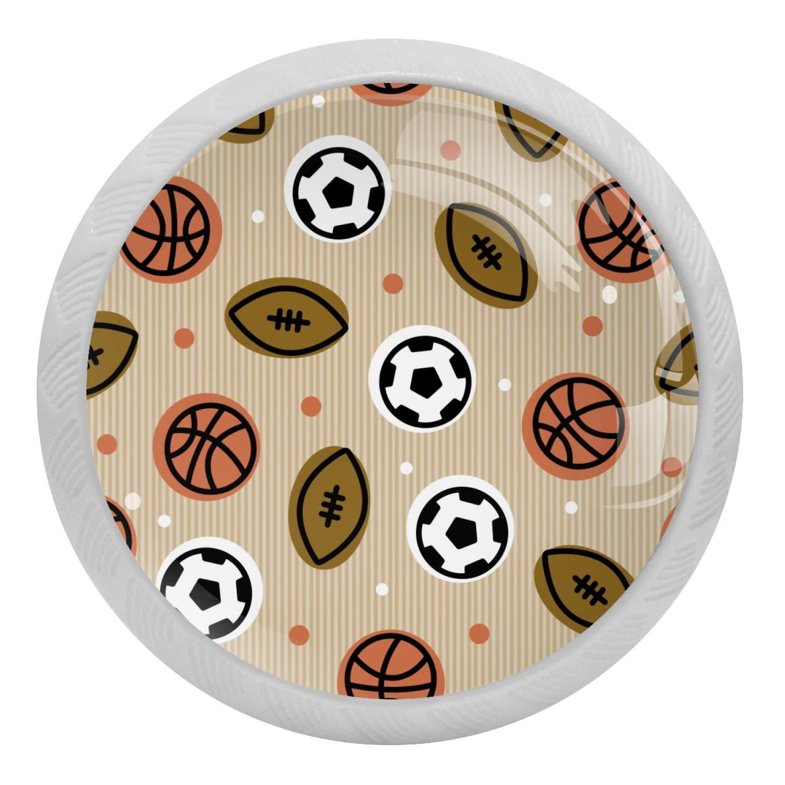 4PCS Round Basketball Soccer Football Cabinet Fluorescence Knob Glowing ...
