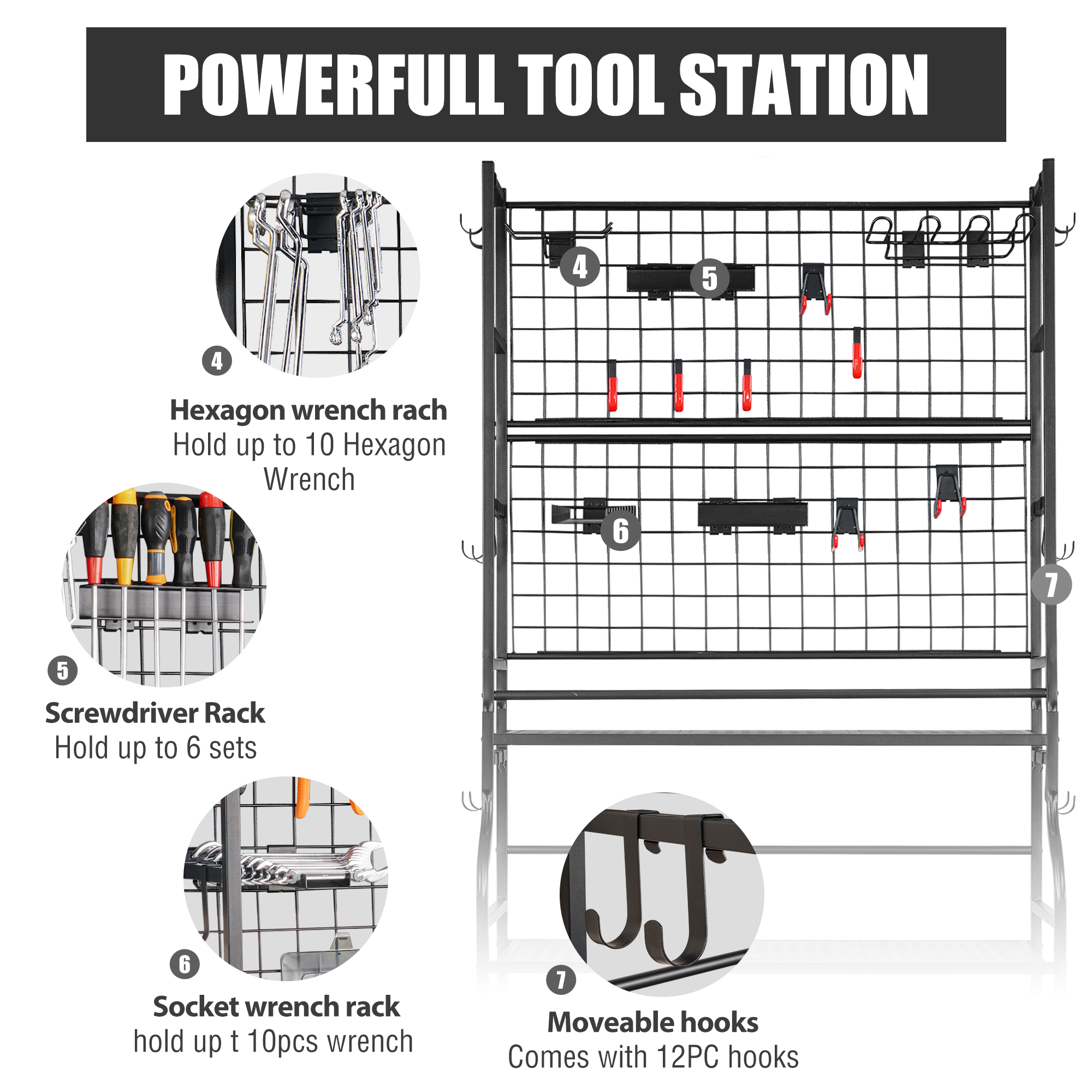 Buy MYTHINGLOGIC Tool Storage Organizer Rack Tool Rack Holder Power ...