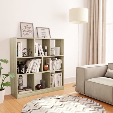 Modern Geometric Bookcase, Bookshelf with 9 Shelves, White Finish ...