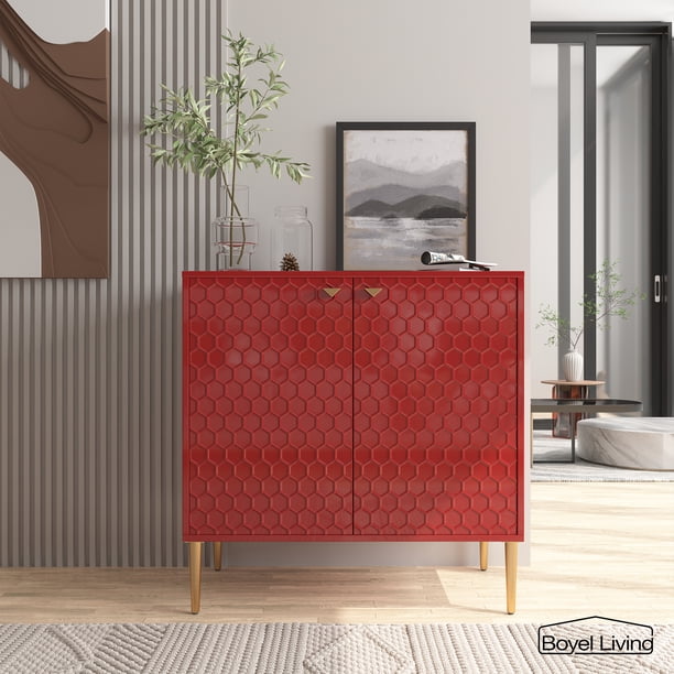 Boyel Living 2-Door Accent Sideboard Storage Cabinet, Red Modern ...