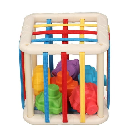 Baby Shape Sorter Set 6 Colorful Blocks Elastic Bands Educational Shape ...