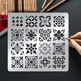 6.14x6.14 inch Stainless Steel Stencils Kit Tile Pattern Metal Journal ...