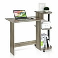 Furinno Compact Computer Desk with Shelves, French Oak Grey/Black ...
