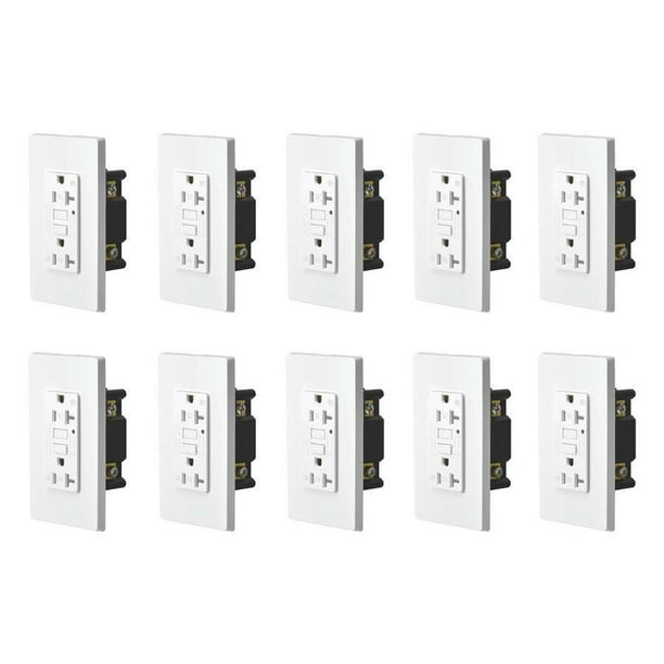 GFCI GFI Safety Outlets with LED Indicator and Wall Plate, 10 pcs ...