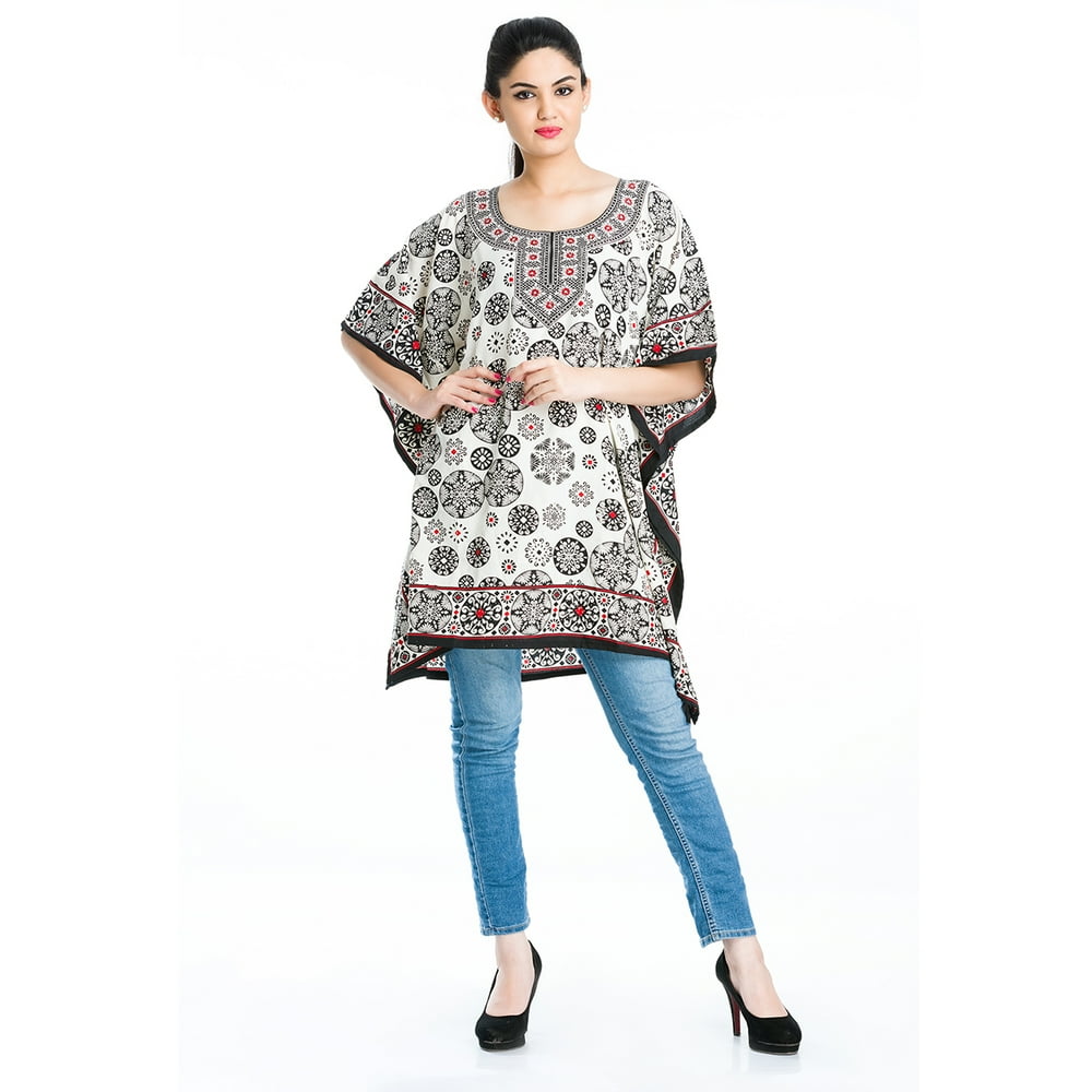 Oussum Black Kaftan Dresses For Women Short Tunic Kaftan For Ladies