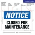 Closed For Maintenance Sign, OSHA Notice Sign, - Walmart.com