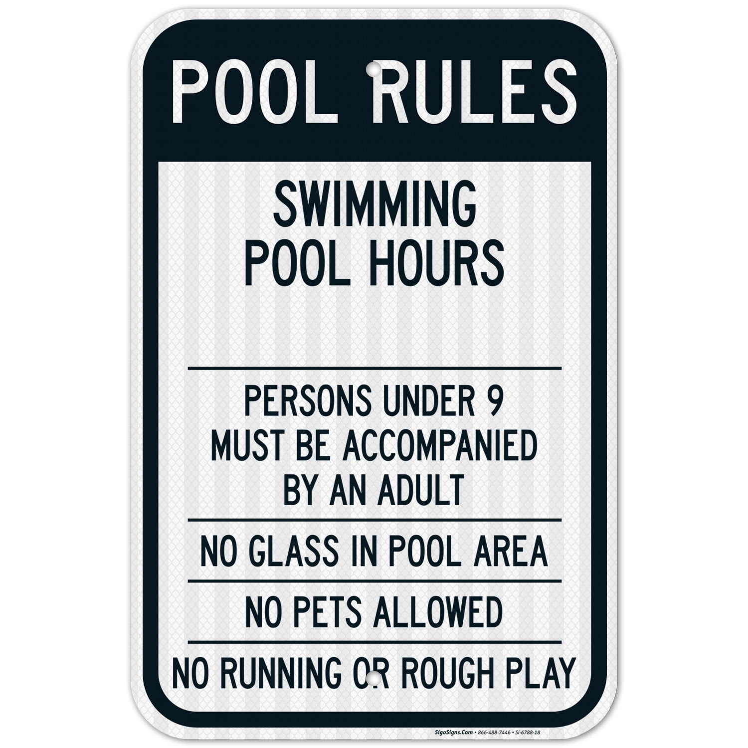 Pool Rules Sign, Pool Sign, (SI-6788) 12x12 Aluminum - Walmart.com