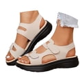 Bibifish Womens Platform Sandals Sleek Stitch Star Dual Hook Loop Ankle ...