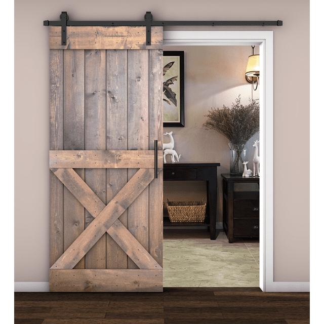 Essencaliy 36in x84in Solid Wood Barn Door, Made-in-USA Farmhouse ...