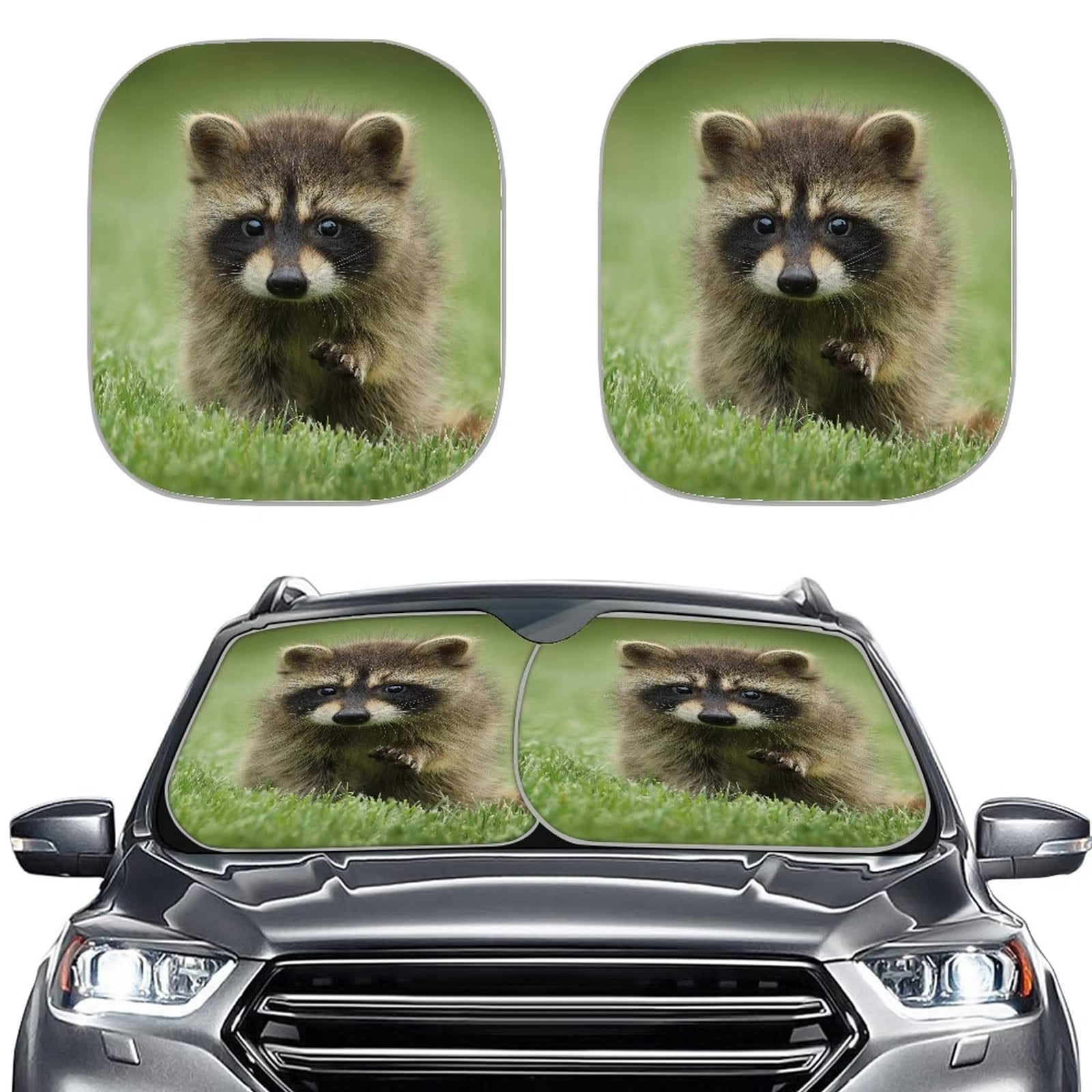 FKELYI 2pcs Cute Raccoon Sunshade for Car Windshield Folding Front ...