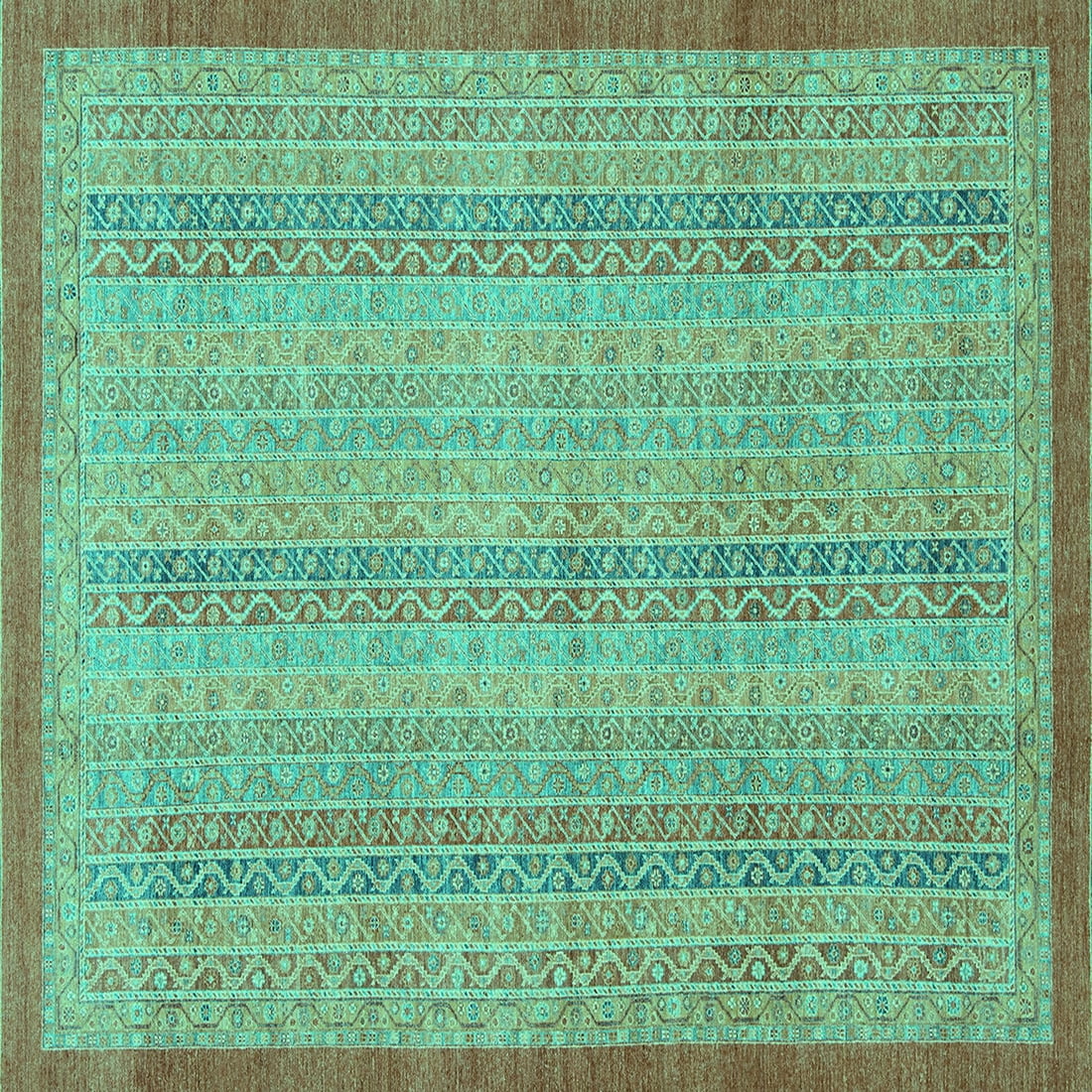 Ahgly Company Indoor Square Abstract Turquoise Blue Modern Area Rugs, 6 ...
