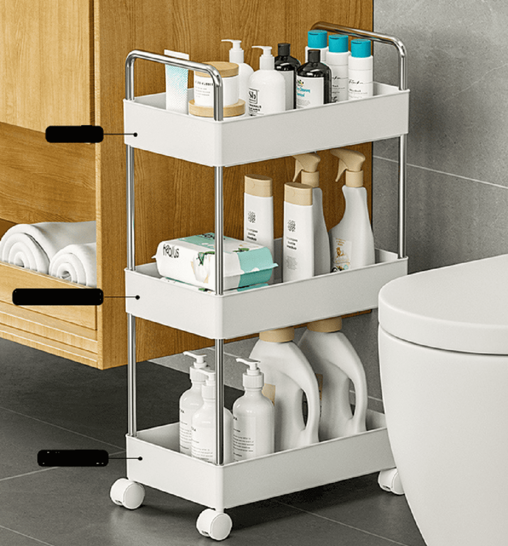 3 Tier Bathroom Cart Organizer Mobile Shelving Unit Rolling Utility ...