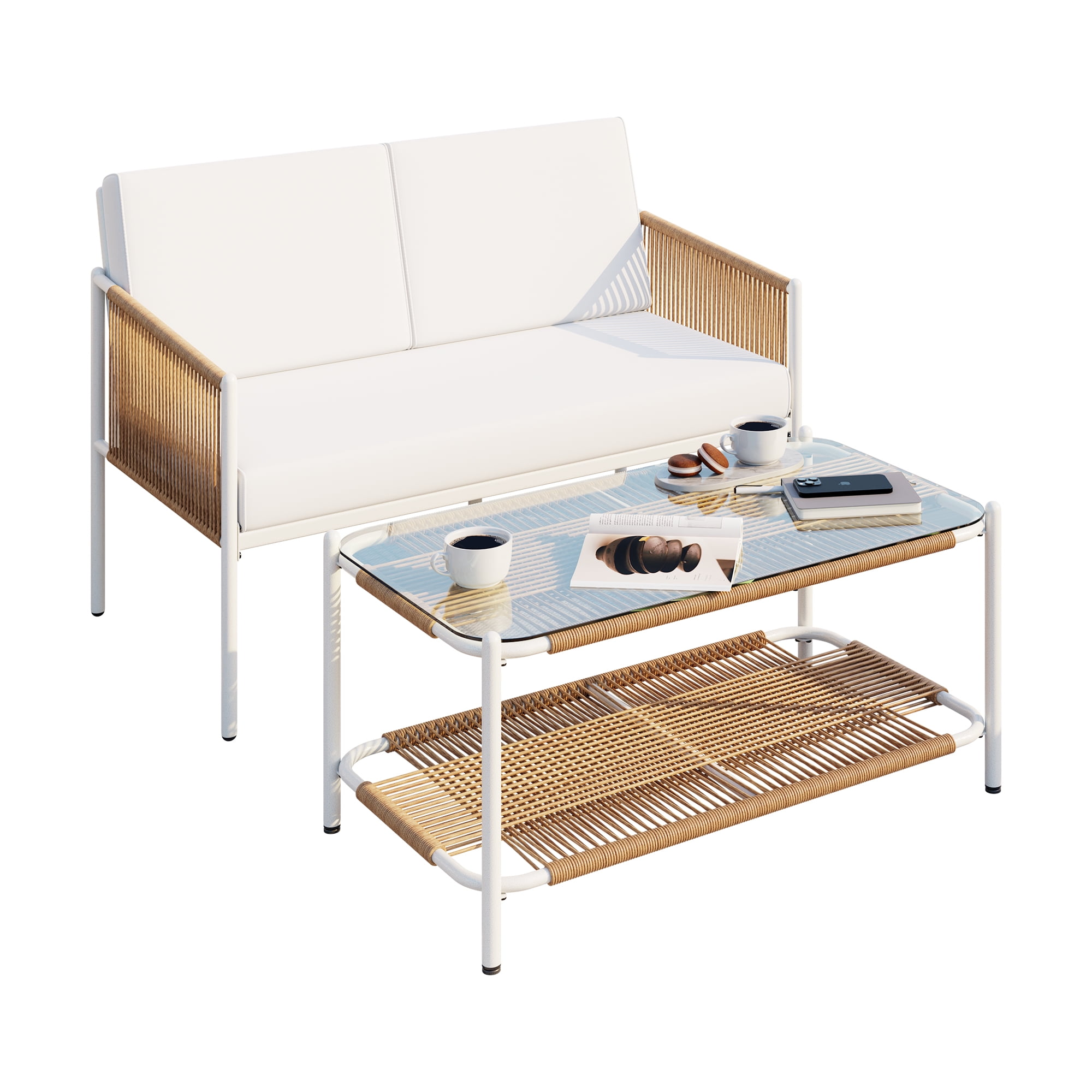 Walsunny 2 Piece Patio Furniture Wicker Set, Outdoor Patio Furniture ...