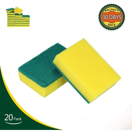 20 Pack Multi-Use Heavy Duty Scrub Sponge Extra Thin Magic Cleaning ...