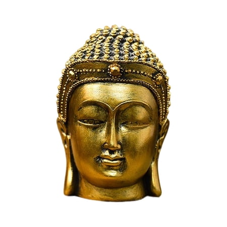 Small Buddha Head Figurine Meditation Calming Statue Office for Desktop ...