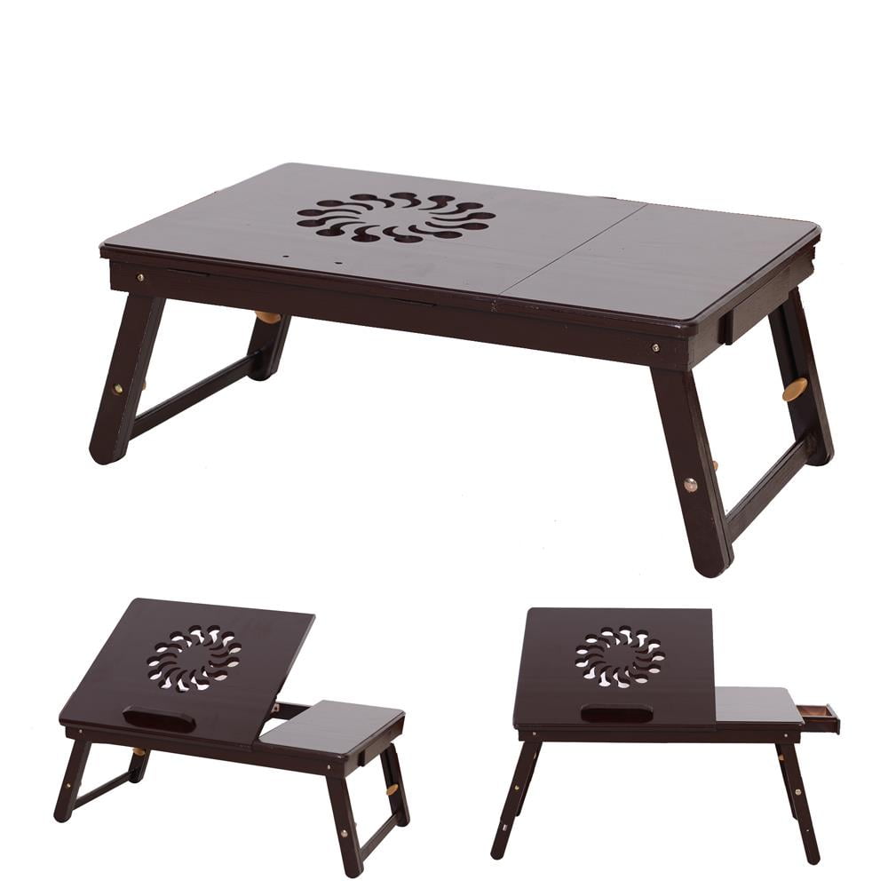Ktaxon Bamboo Adjustable Laptop Bed Tray with Storage Drawer - Walmart.com