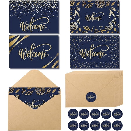 72 Pcs Welcome Note Cards with Kraft Envelopes and Welcome Stickers ...