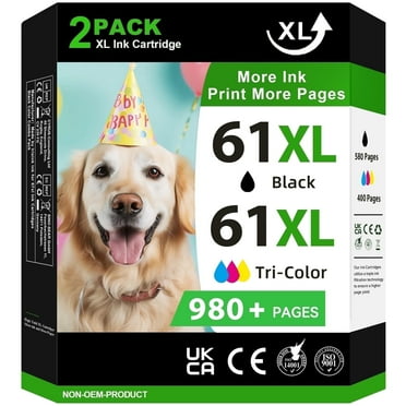 HP 65 - Black & Tri-color Ink Cartridges, 2 Pack for DeskJet, Envy ...