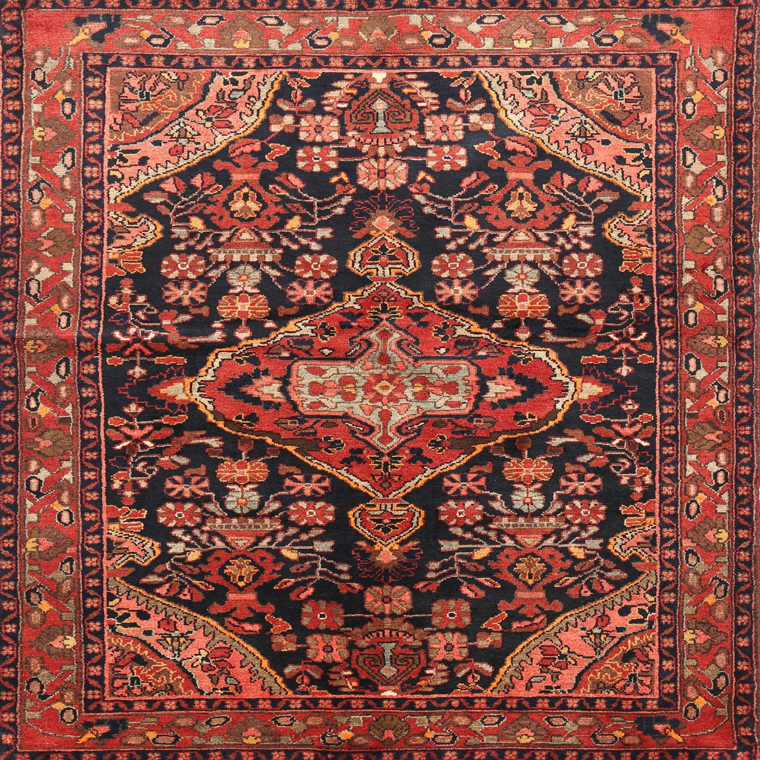 Ahgly Company Indoor Square Traditional Saffron Red Persian Area Rugs ...