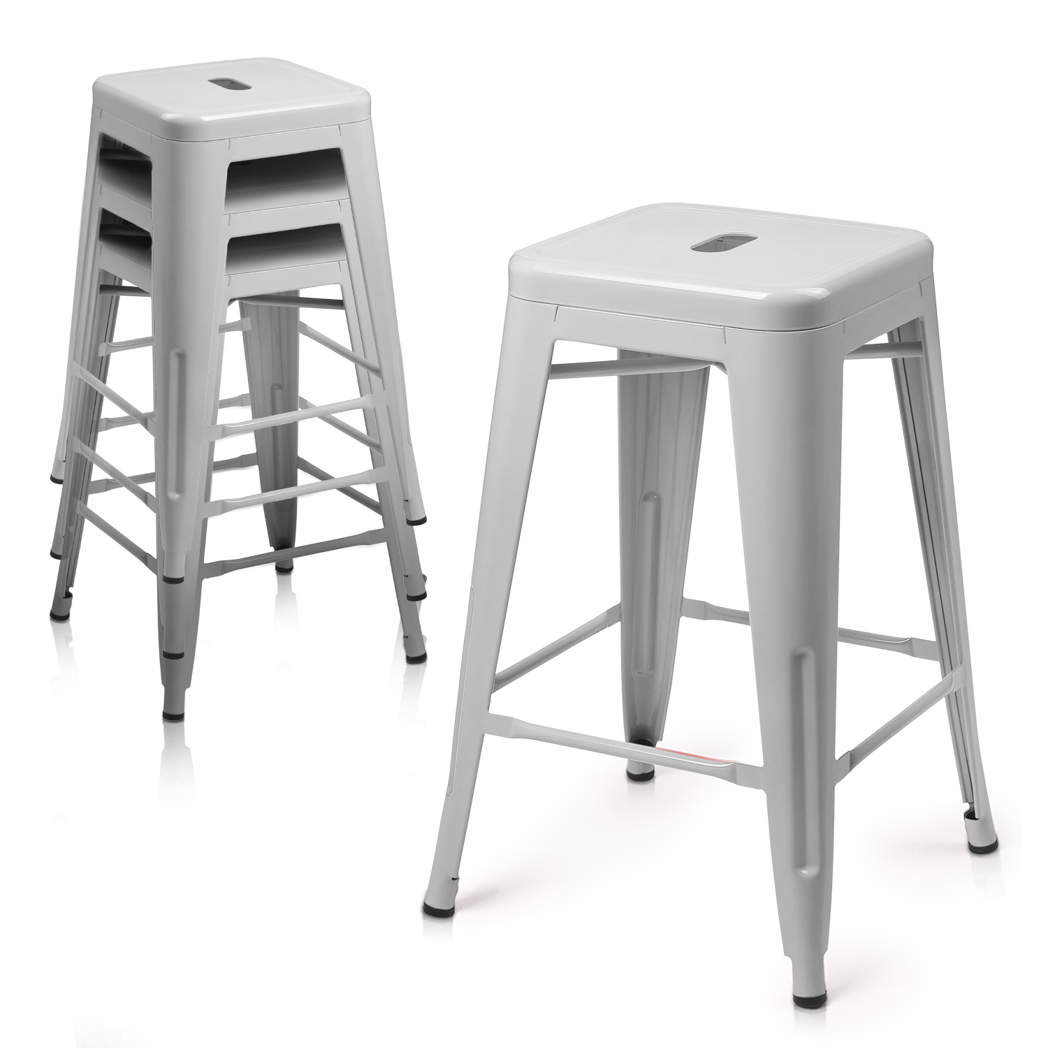 Alden Design Industrial Metal 30" Stackable Backless Bar Height Stools ...