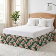 King Bed Skirt 18 Inch Drop, Pink Flamingo Palm Leaves Easy Fit Wrap ...