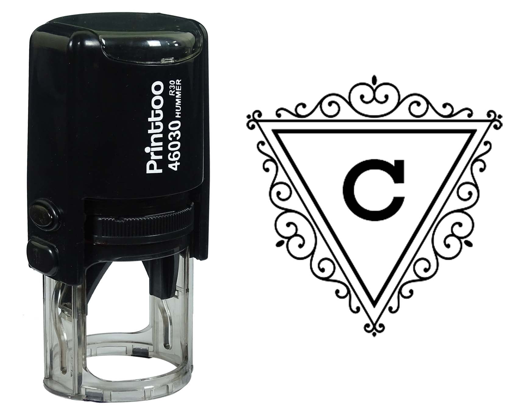 Printtoo C Alphabet Swirl Border Triangle Monogram Initial Self Inking ...