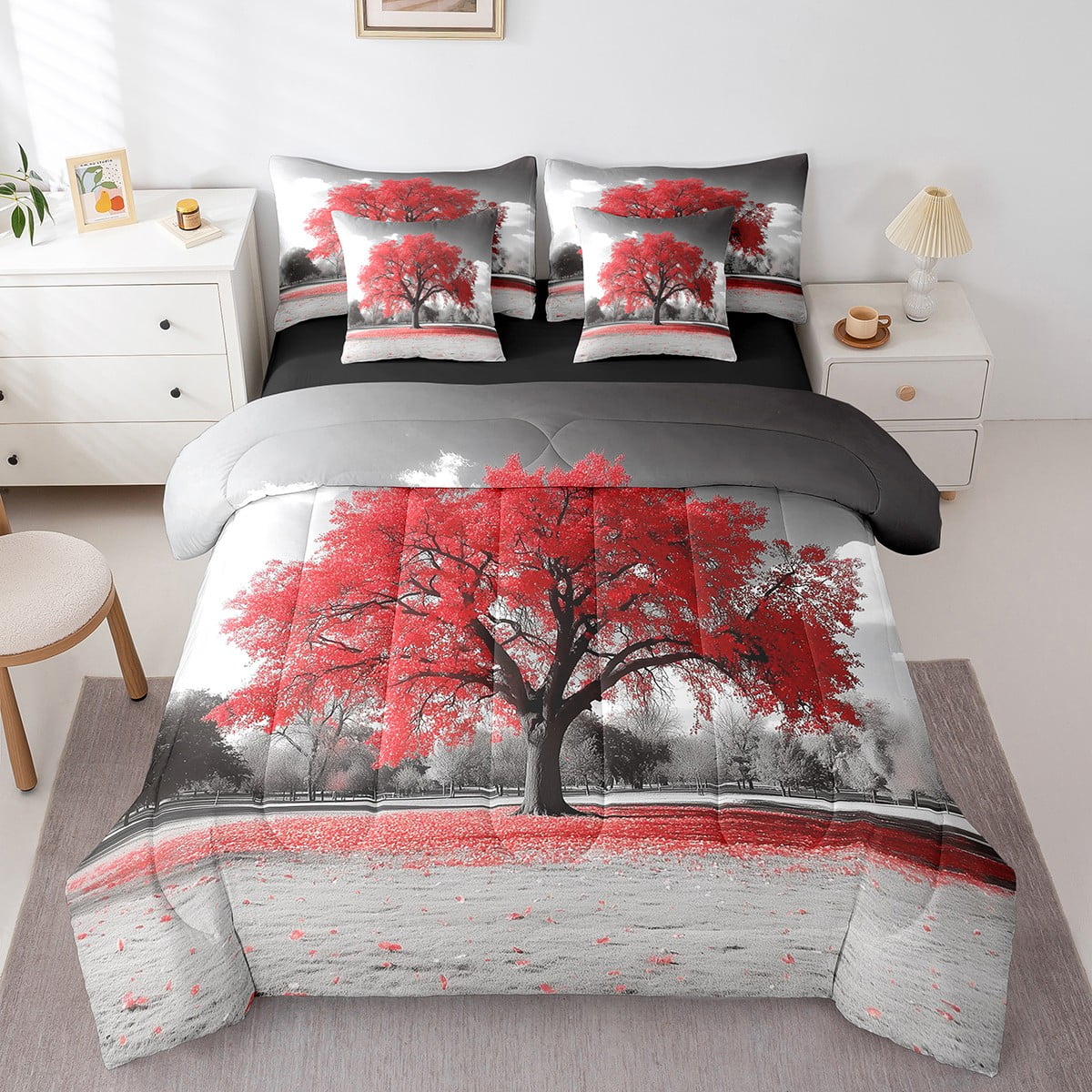 Click here for Erosebridal Flower Tree Bedding Twin Size  Grey Re... prices