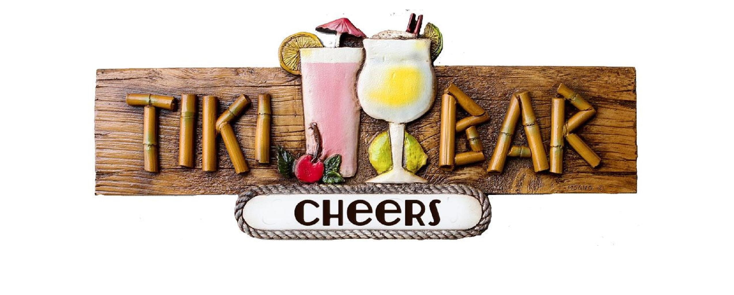 Tiki Bar Sign Cheers, Clear Lacquer Finish, Durable, Light Weight ...