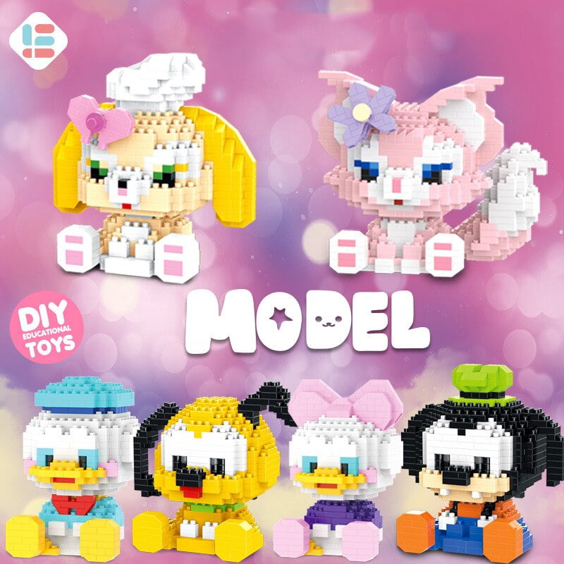 Disney Cartoon Dolls Building Blocks Model Toys Cute Mini Stellalou Linabell Children ...