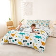 Aikeke Cute Dino Bedding, Tropical Leaves Duvet Cover Full, Teal Yellow ...