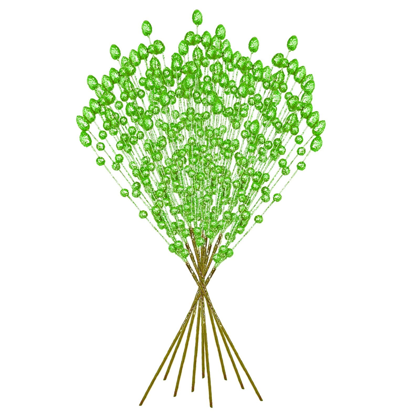 1Pack Golden Artificial Glitter Berry Stem Ornaments 22.4 Inches Fake ...