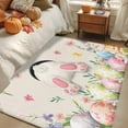 Easter Washable Area Rug 4 x 6 ft Spring White Bunny Tail Colored Eggs ...