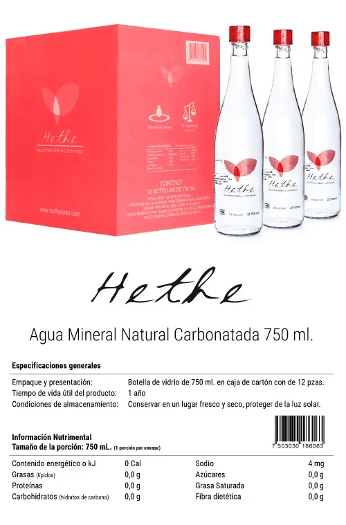 Agua Hethe Carbonatada de 750ml con 12 piezas HETHE HETHE Agua Hethe ...