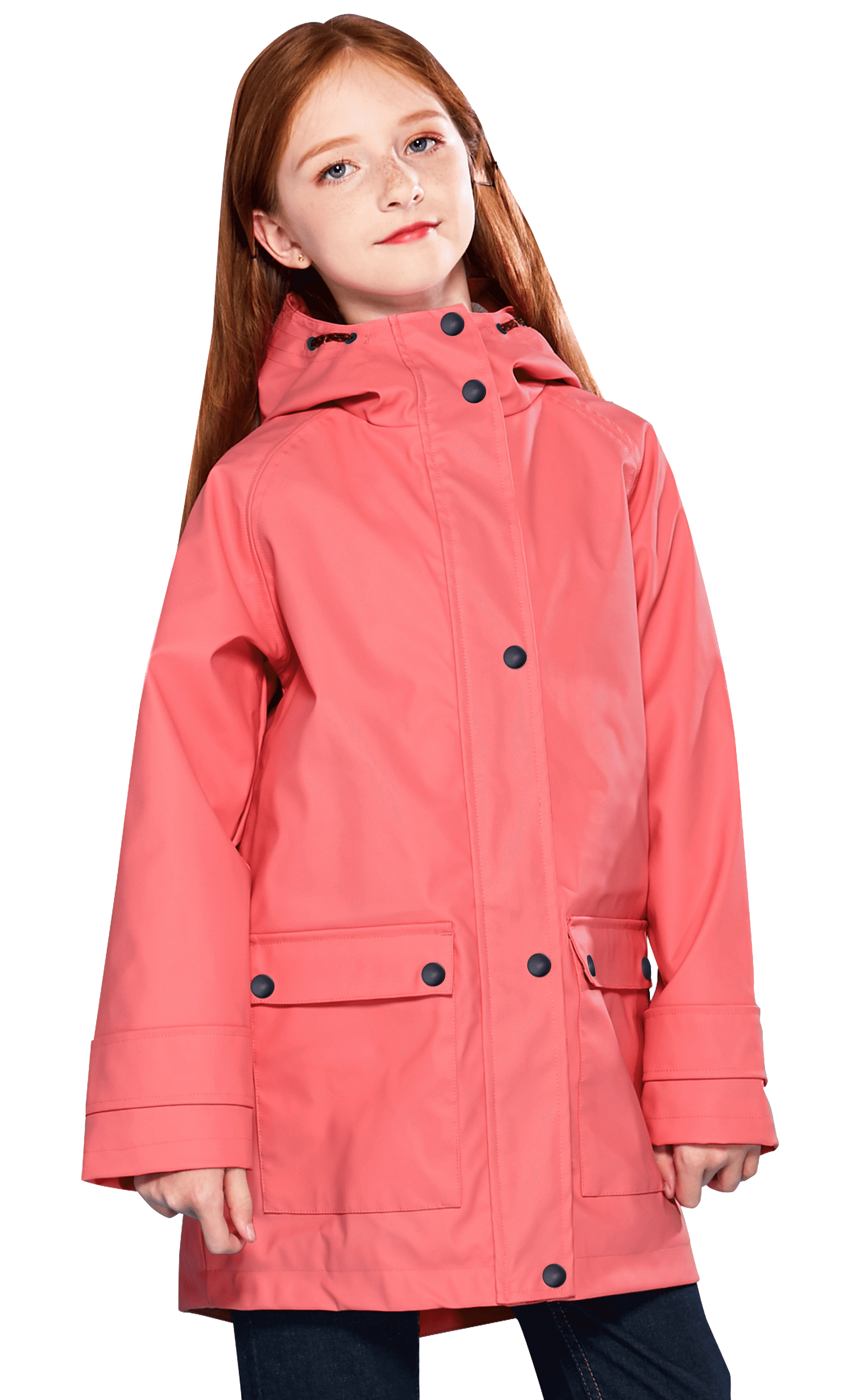 SOLOCOTE Girls Rain Jacket Lightweight Waterproof Raincoat Hooded Cotton Lined Long Windbreaker ...